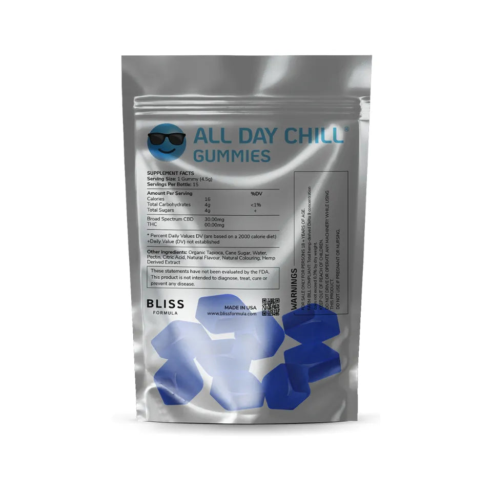 All Day Chill® CBD Gummies | 900mg Broad Spectrum CBD | 2 Pack – Bliss ...